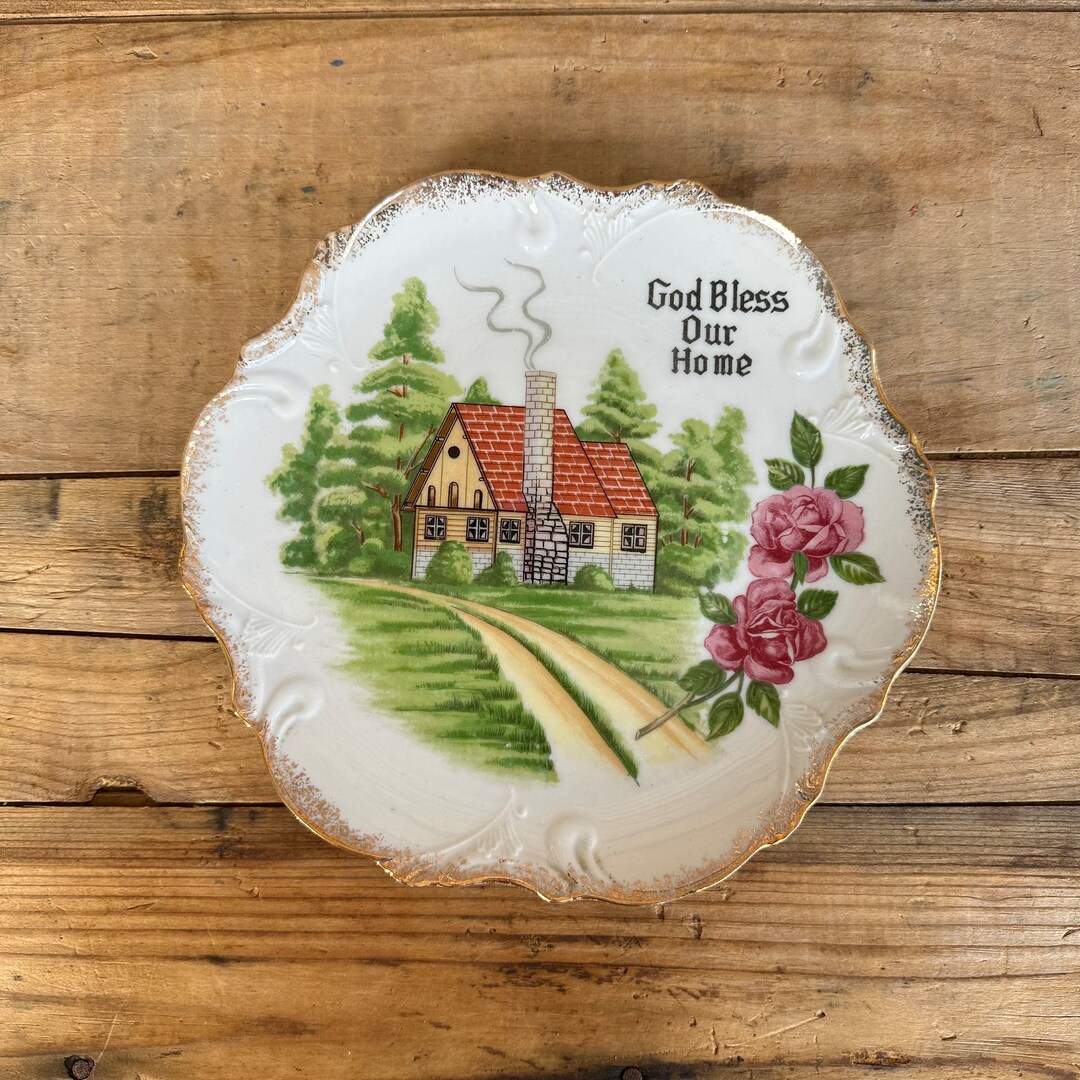 Vintage House Blessing Plate Shabby Chic Farmhouse Cottage Core Wall ...