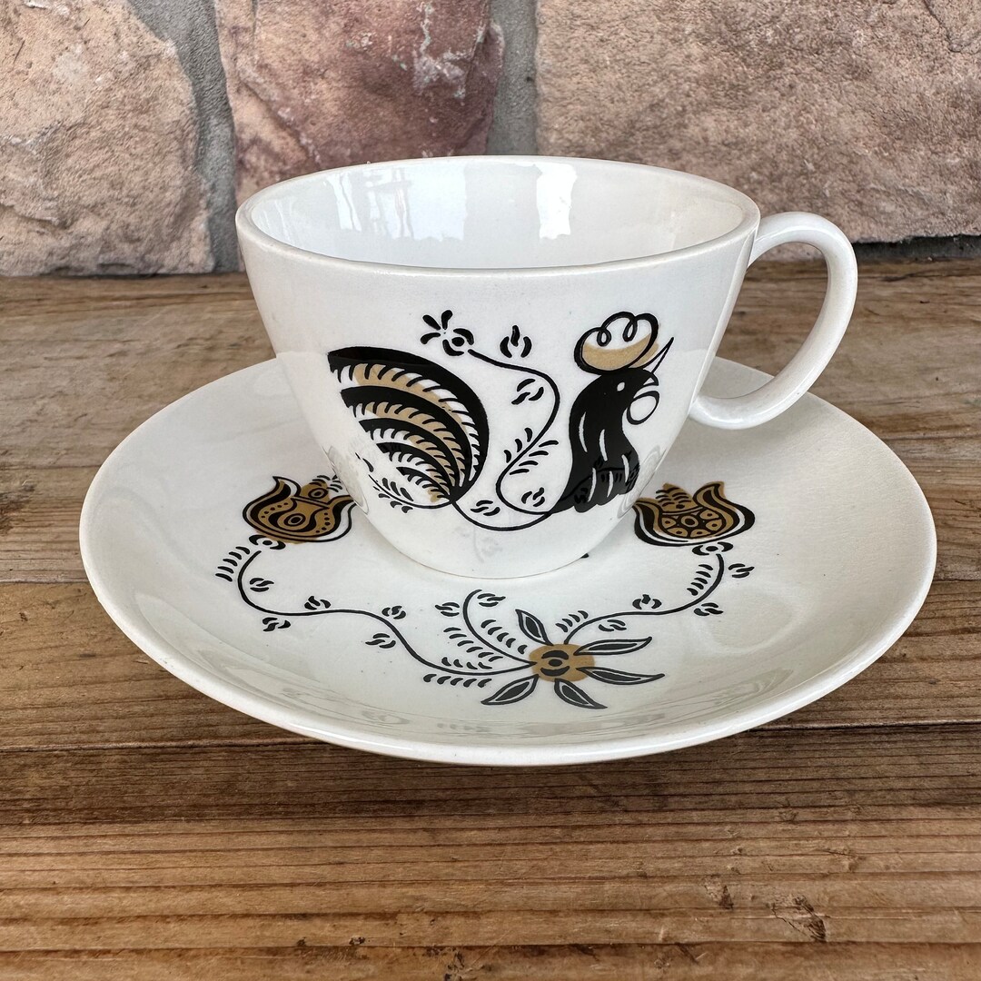 Vintage good Morning by Royal China Teacup Rooster Design 1950s Cup and ...