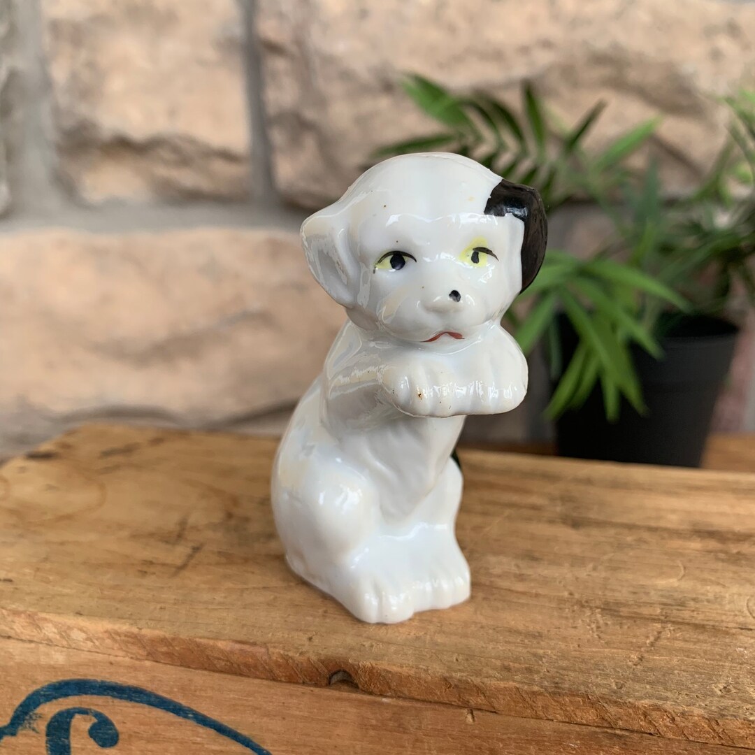 Vintage Begging Dog Figurine Made in Japan, Bonzo Black and White and ...
