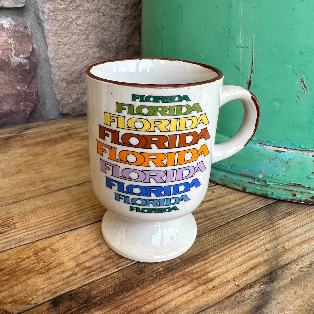Vintage Florida Retro Rainbow Font Speckled Brown Souvenir Coffee Mug ...