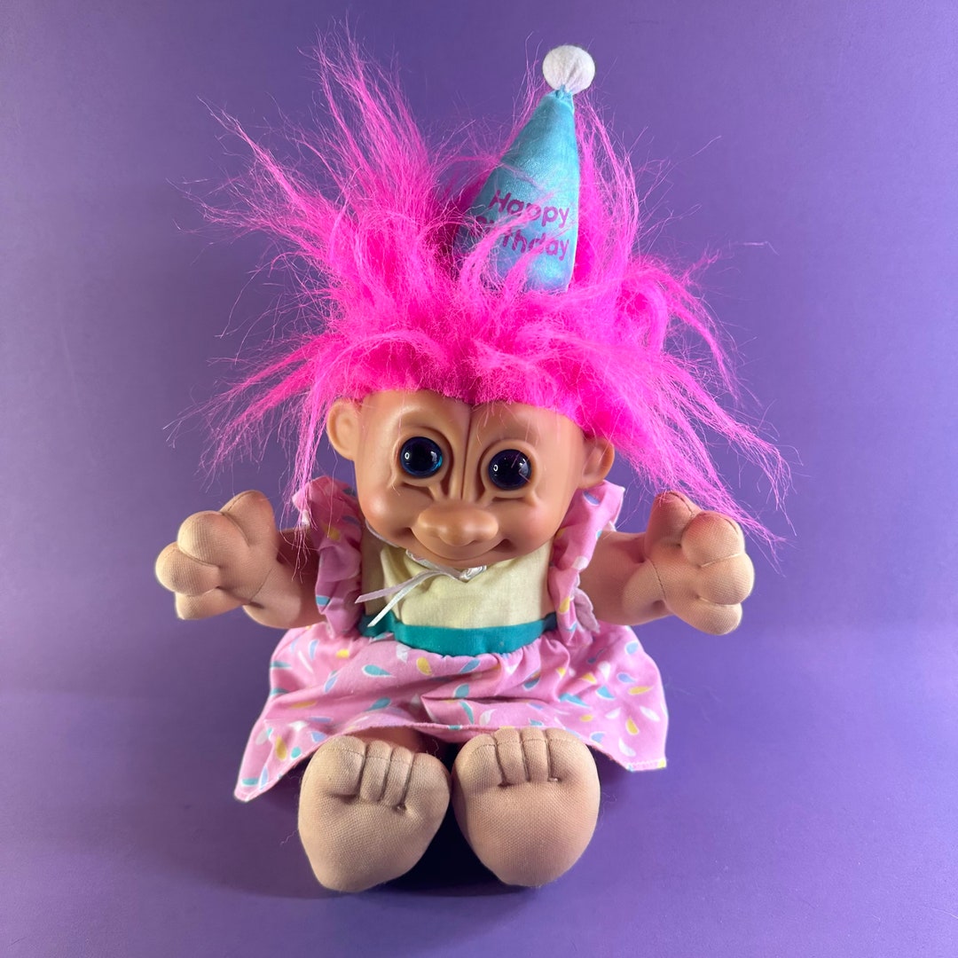 Russ Vintage Troll Kidz 12” Birthday Plush Doll - Vintage 90s Pink Hair ...