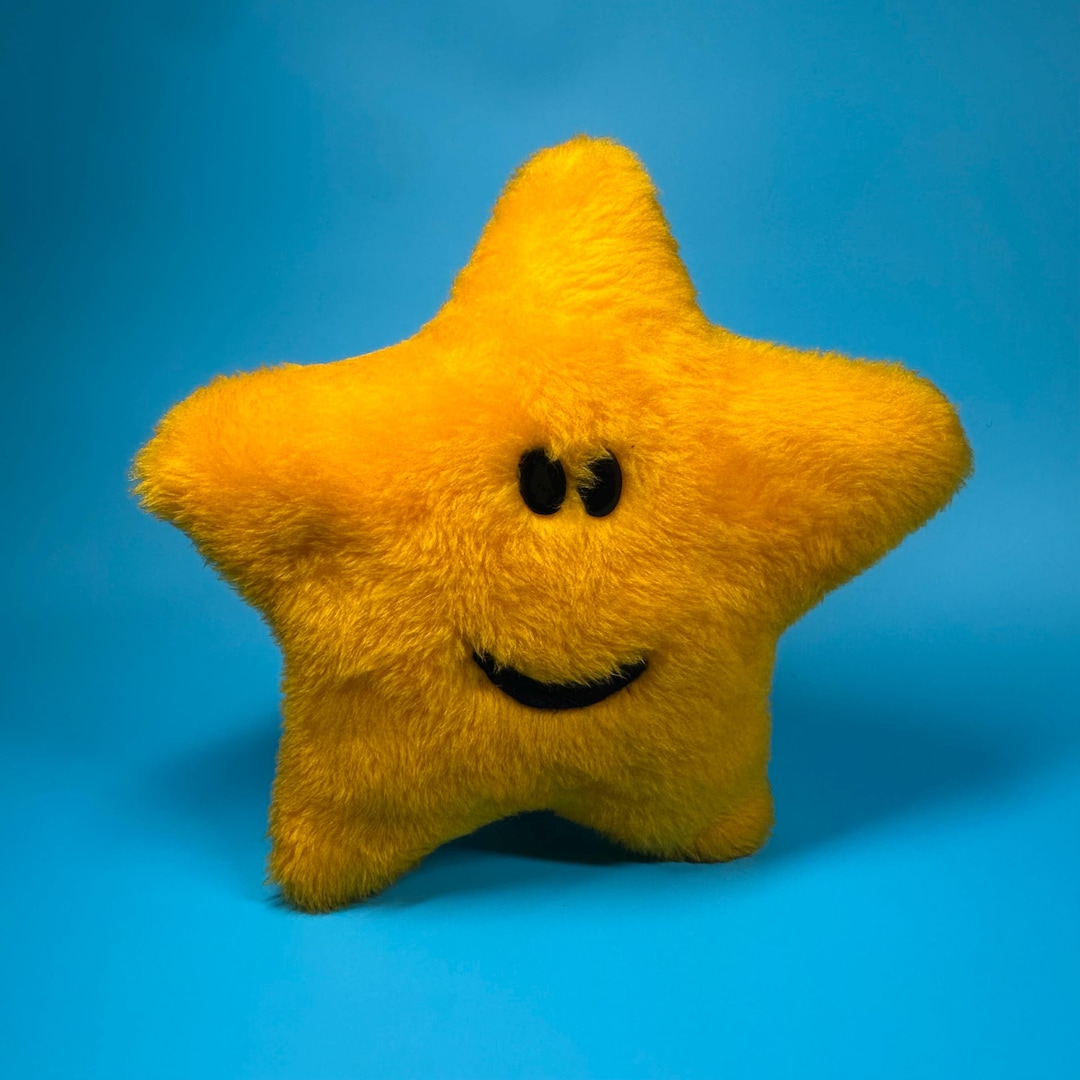Vintage Smiling Star Plush – Retro Yellow Star Stuffed Toy – Nostalgic ...