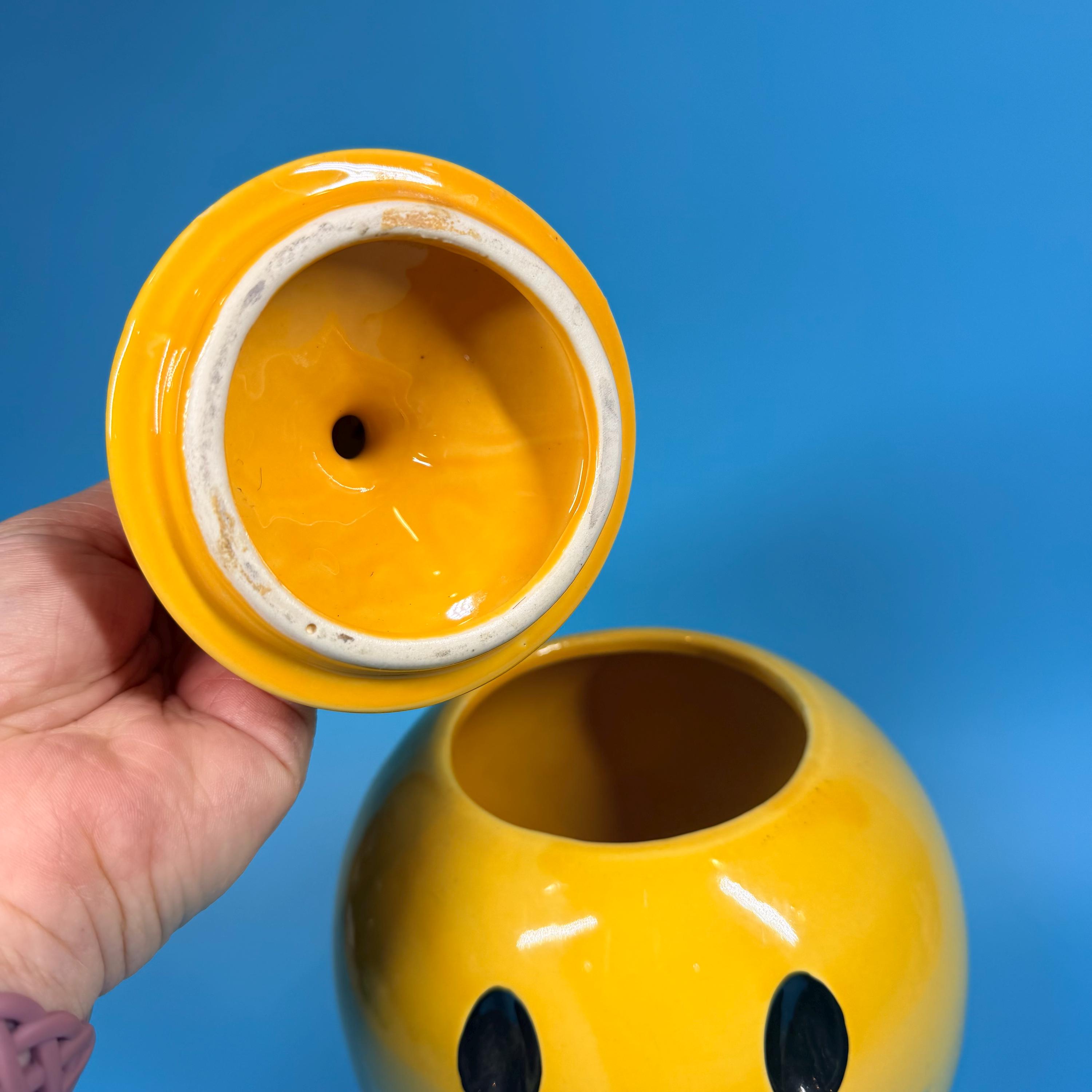 Vintage Mccoy Smiley Face Cookie Jar - Bright Yellow "have a Happy Day ...