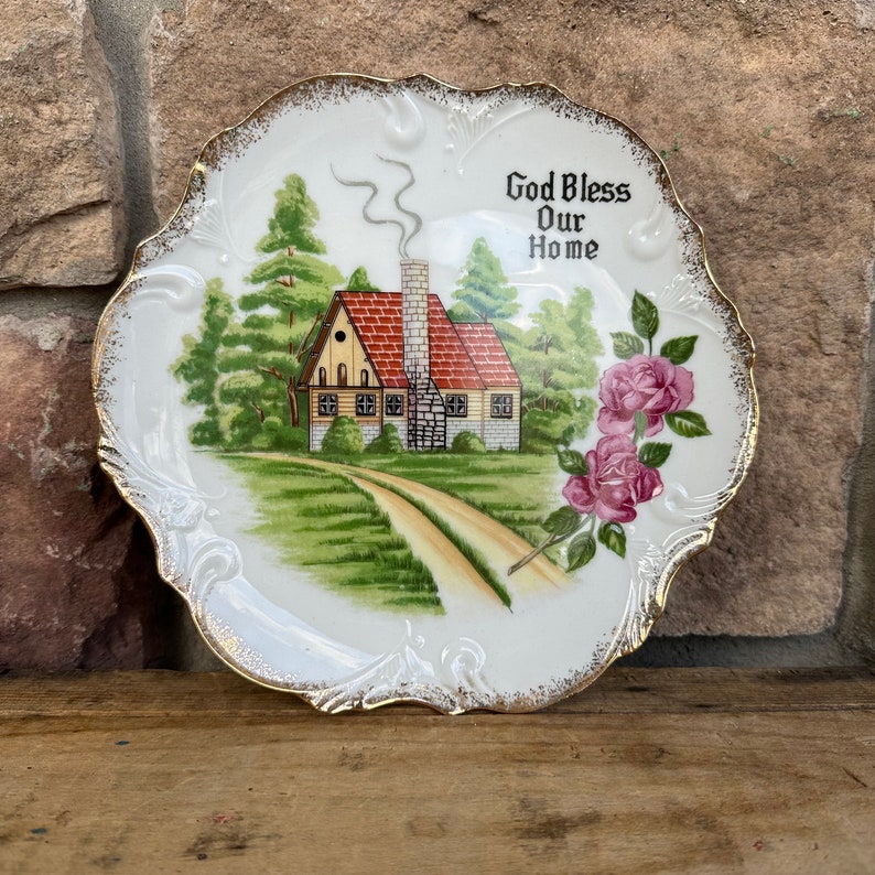 Vintage House Blessing Plate Shabby Chic Farmhouse Cottage Core Wall ...