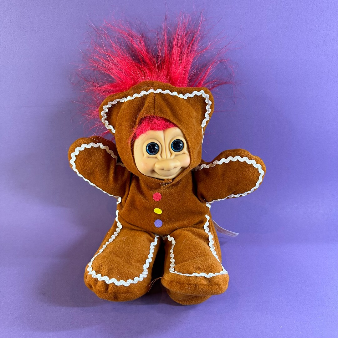 Russ Vintage Troll 9 Christmas Gingerbread Man Plush Doll Vintage 90s ...