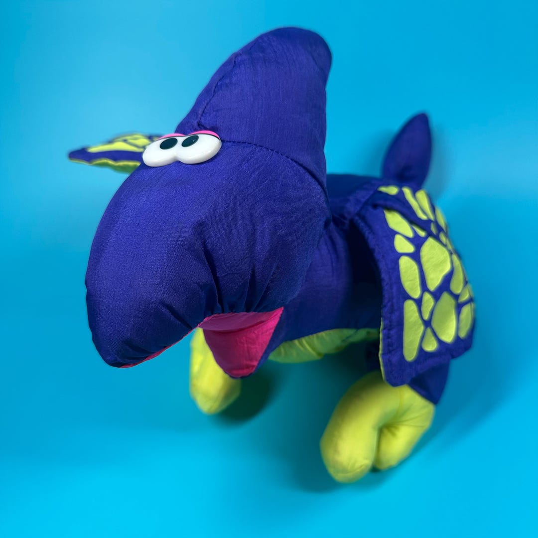 Vintage 1992 Fisher Price Dino-roars Blue Nylon Stuffed Animal Plush ...