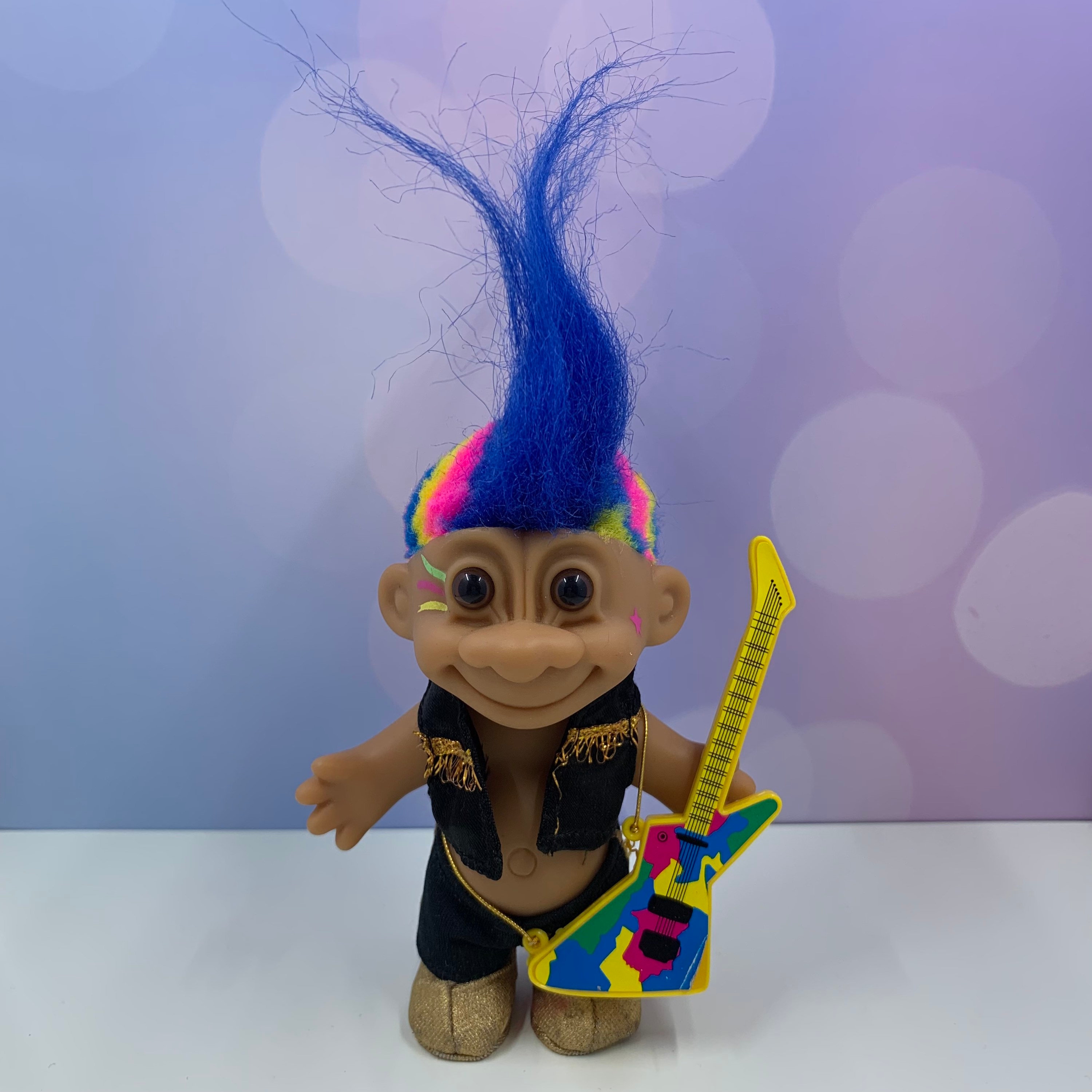 Punk Rock Troll With Blue Mohawk and Rainbow Hair Dolls Dolls & Action ...