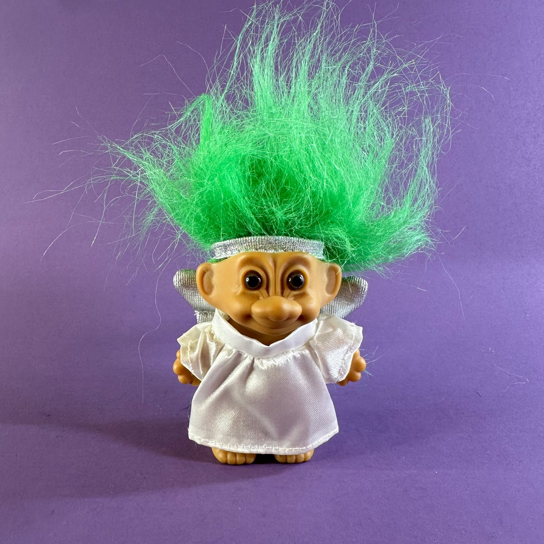 Vintage Russ Troll - Christmas Angel Troll - Green Hair Christmas - Etsy