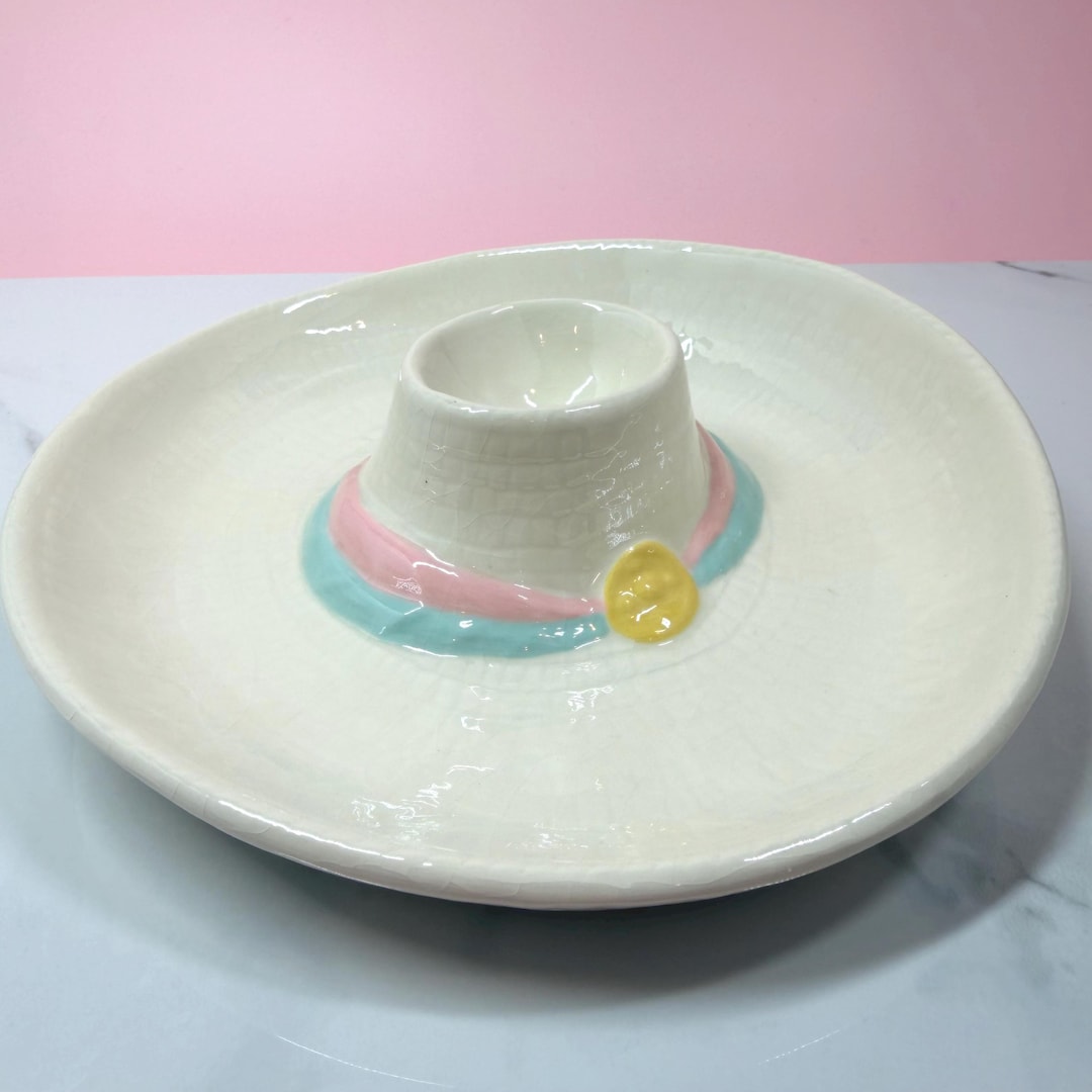 Vintage Sombrero Chip and Dip Plate | 8” Ceramic Snack Server | Retro ...