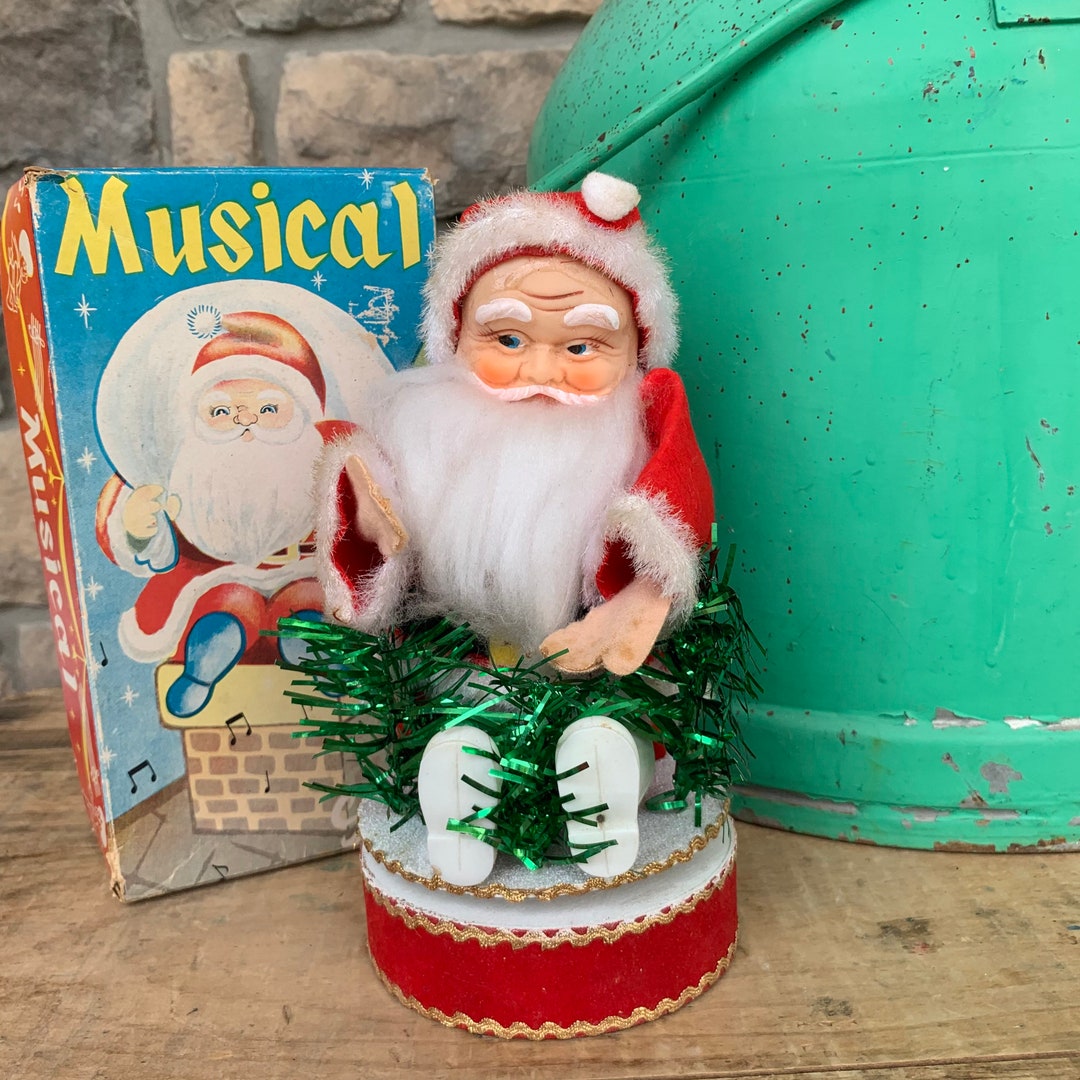 Vintage Mid Century Wind up Santa Claus With Box, Plays Jingle Bells ...