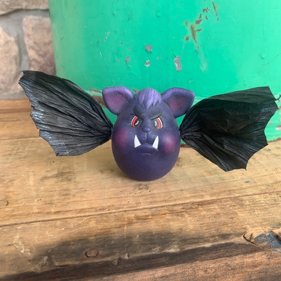 Vintage Ceramic Purple Vampire Bat Crepe Paper Wings Figurine - Etsy