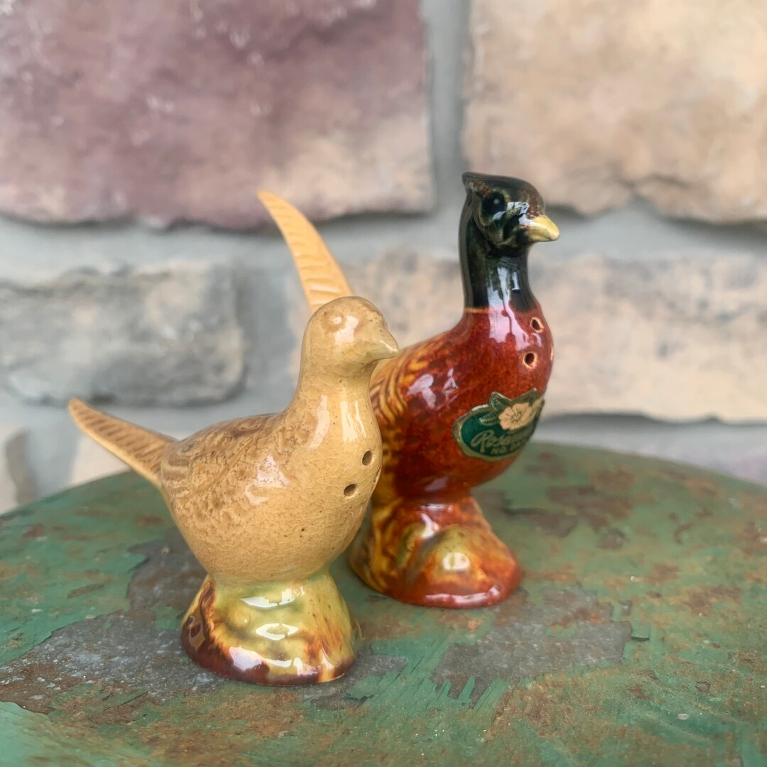 1950's Rosemeade Pottery Pheasant Cock and Hen Vintage Salt and Pepper ...