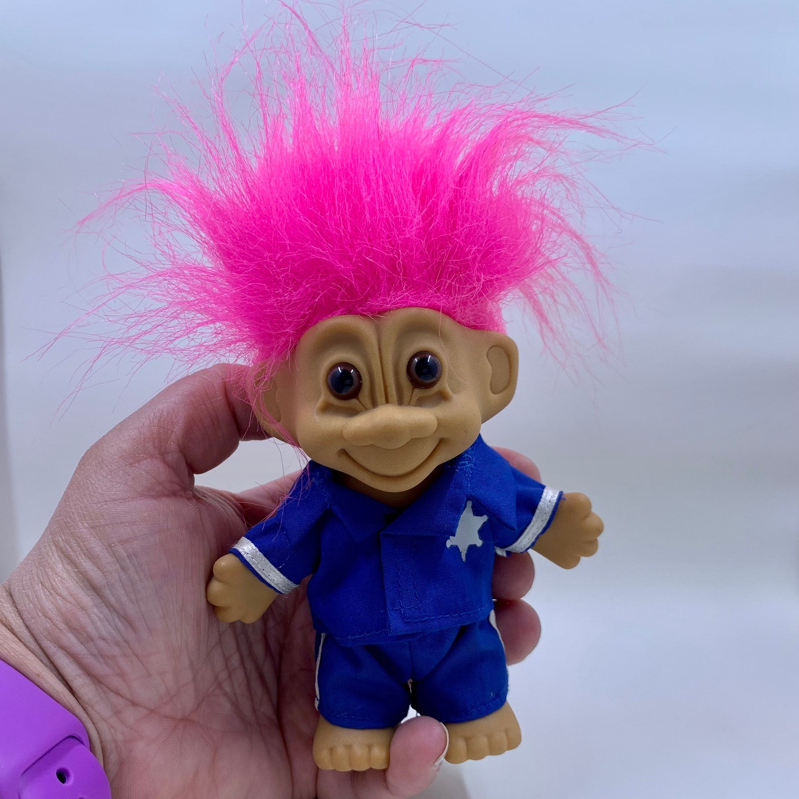 Vintage Russ Troll Police Officer Troll Purple Hair Cop - Etsy