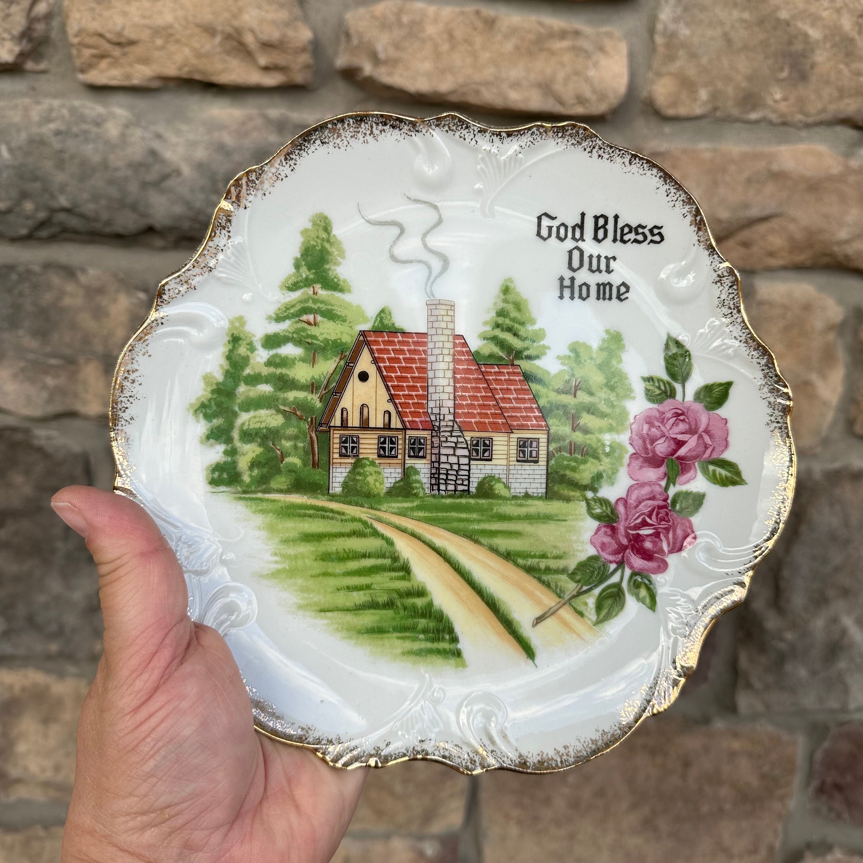 Vintage House Blessing Plate Shabby Chic Farmhouse Cottage Core Wall ...