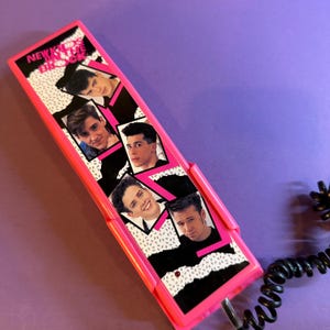 Vintage 1990 Hasbro New Kids on the Block Hot Pink Phone With Wall ...