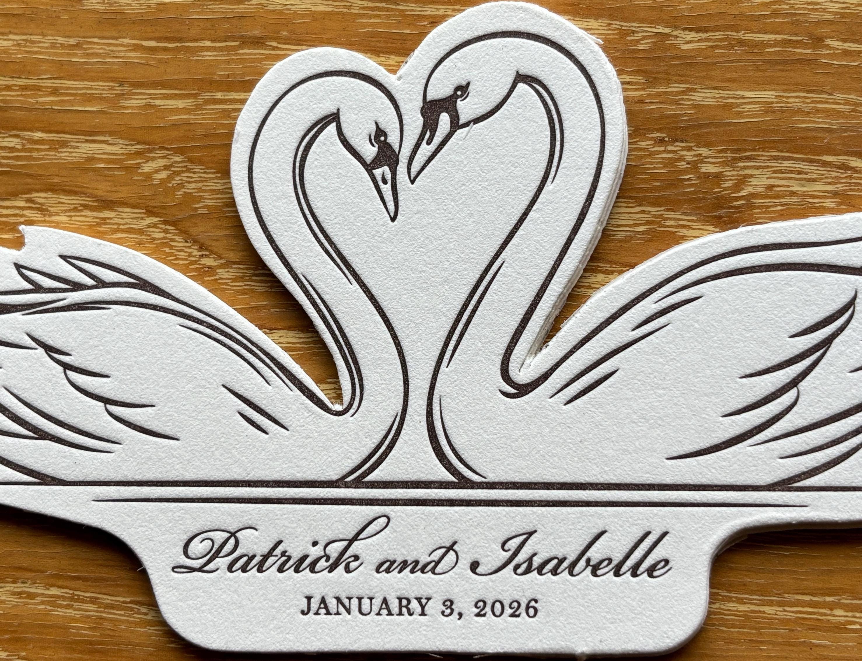 Swan Paper Die Cut Wedding Love Birds With Custom Names, Dates, Printed ...
