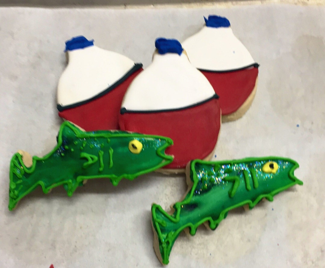 Trout Fish Cookie and Bobber Cookie Fishing Cookies Decorated - Etsy
