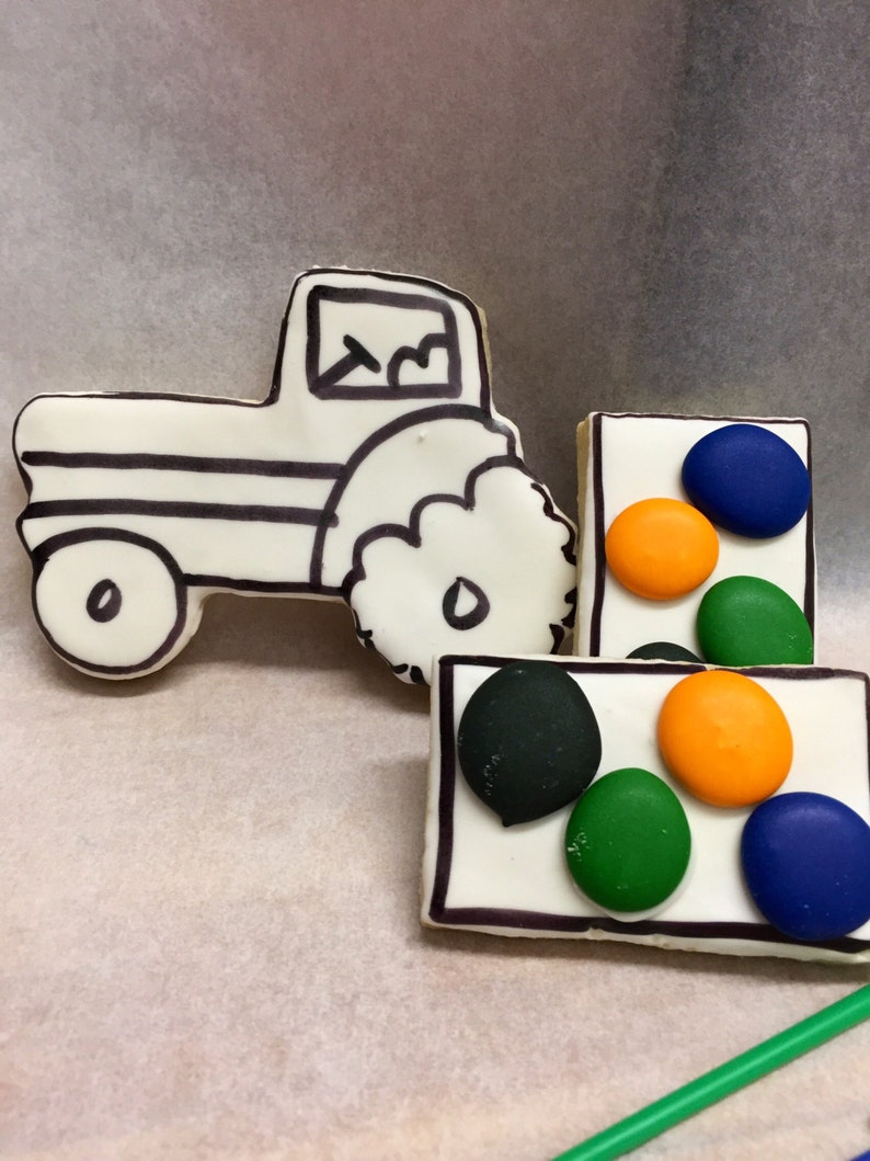 Tractor Cookies Paint Your Own Tractor Cookie Set John Deere - Etsy