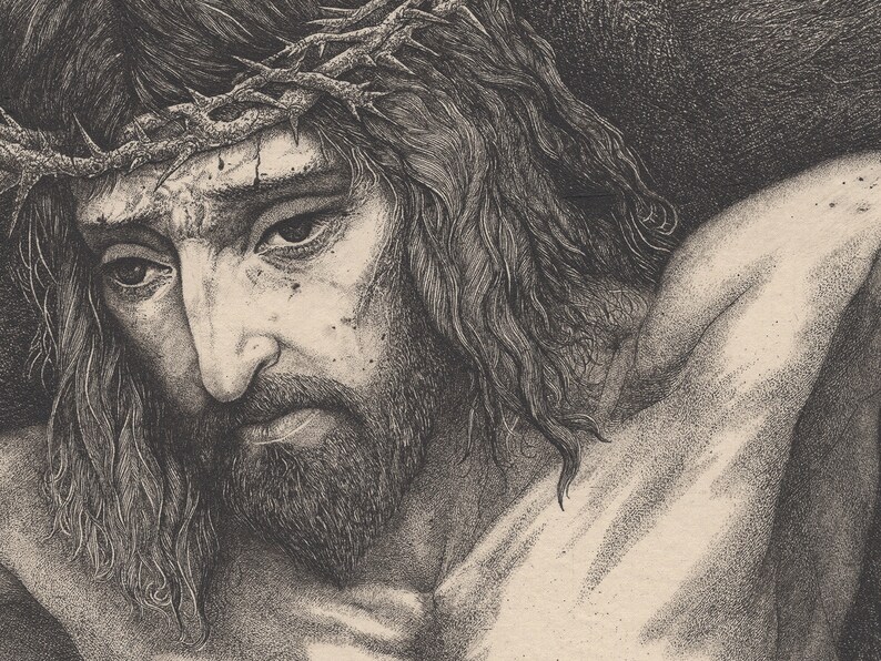 Crucifixion, Etching Print of Jesus Christ by Marin Gruev | Wall Art ...