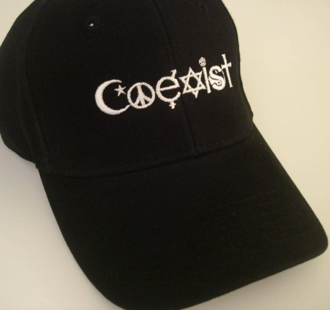 COEXIST Embroidered White Logo Hat Peace Religion Ying Yang Coexist Cap ...