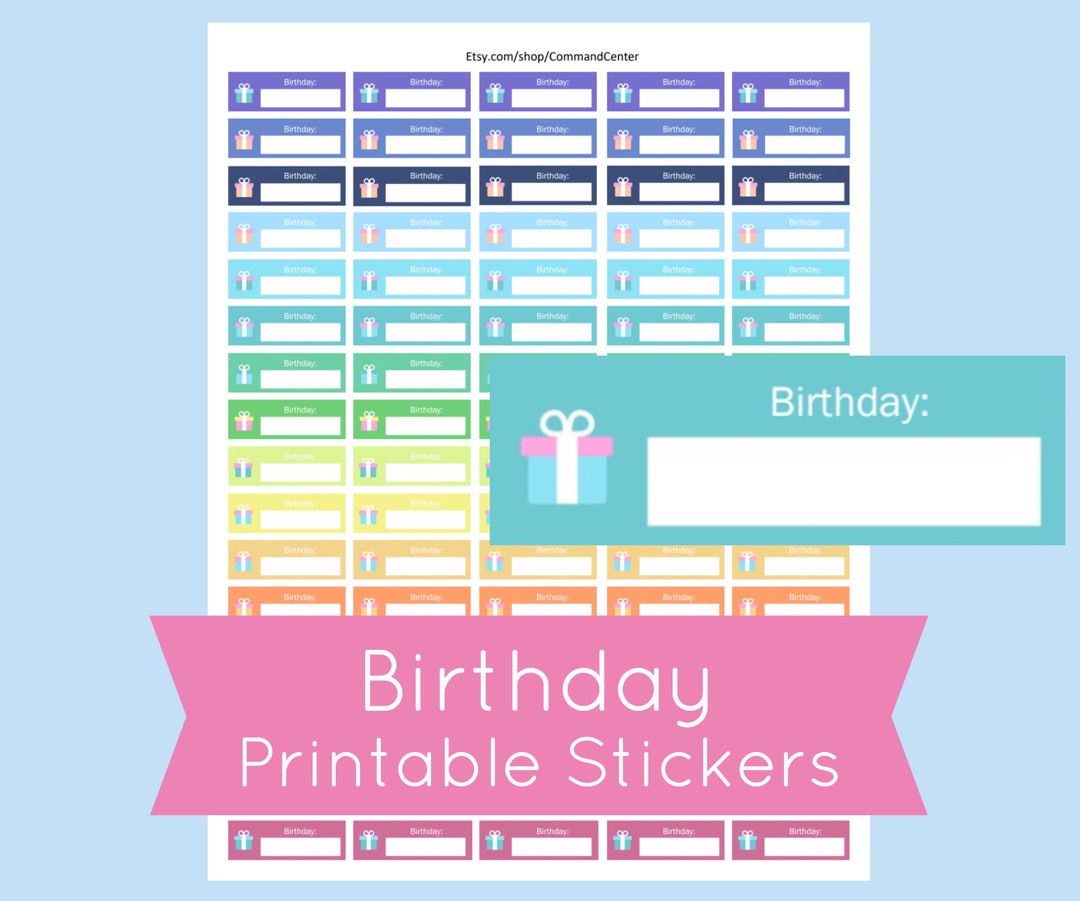 Birthday Planner Stickers, Printable Birthday Stickers for Use With ...
