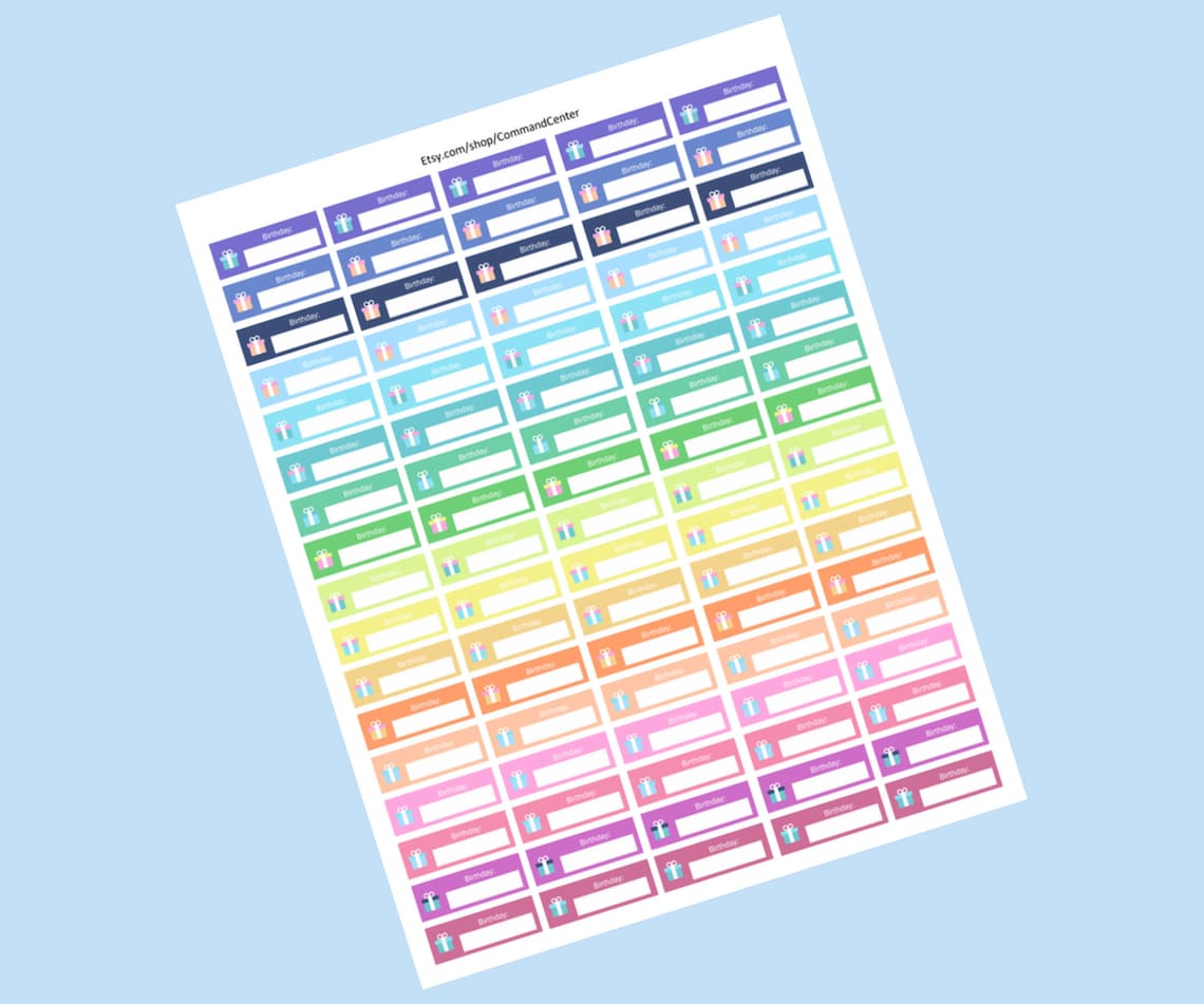 Birthday Planner Stickers, Printable Birthday Stickers for Use With ...