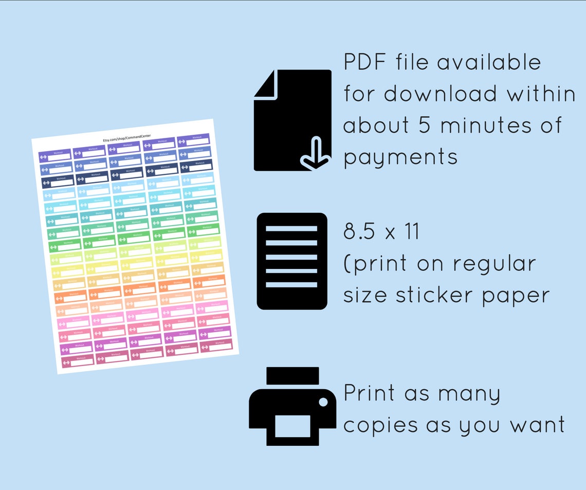 Workout Planner Stickers, Printable Workout Stickers for Use With Erin ...