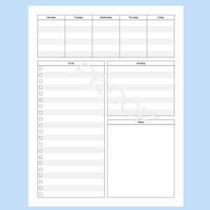 Work Week Planner Printable, Work Week Planner Template, Work Planner ...