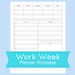 Work Week Planner Printable, Work Week Planner Template, Work Planner ...
