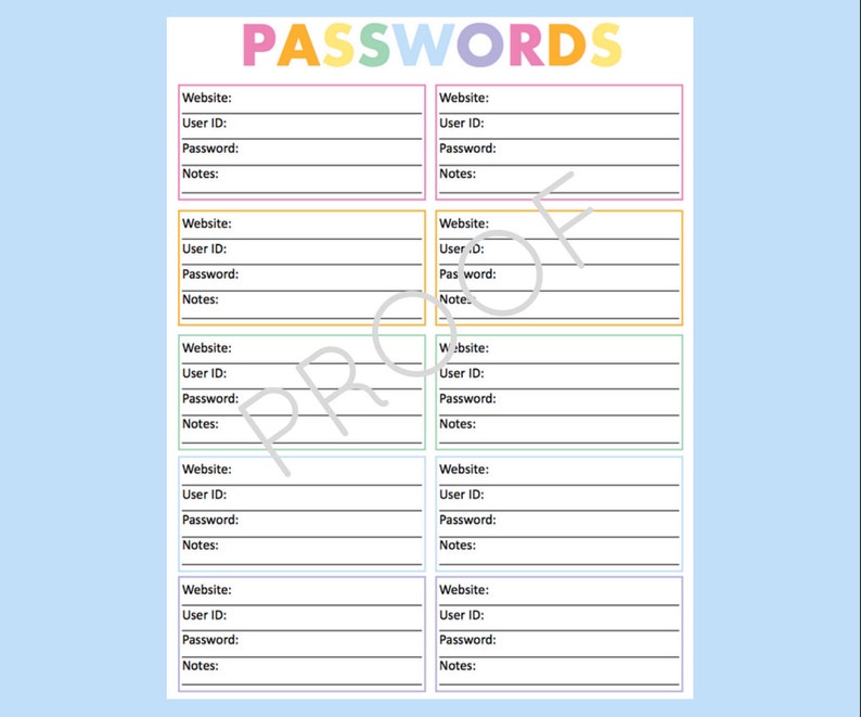 Password Organizer Printable, Password List, Password Log, Printable ...