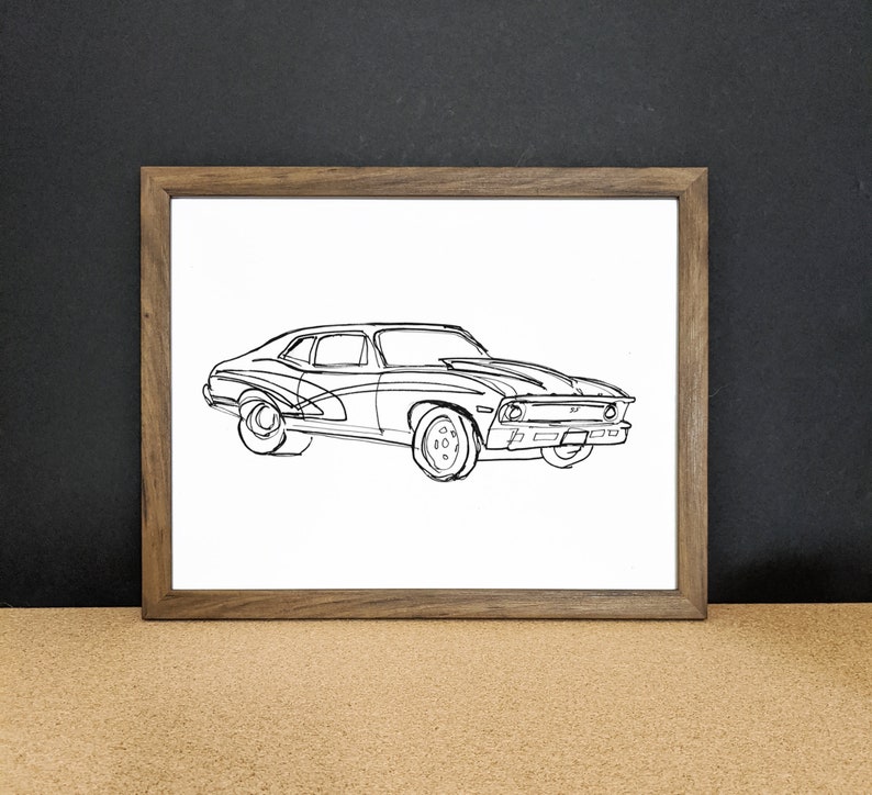 Car Print Download Chevy Nova Car Drawing Vehicle Art Muscle Car Men's ...