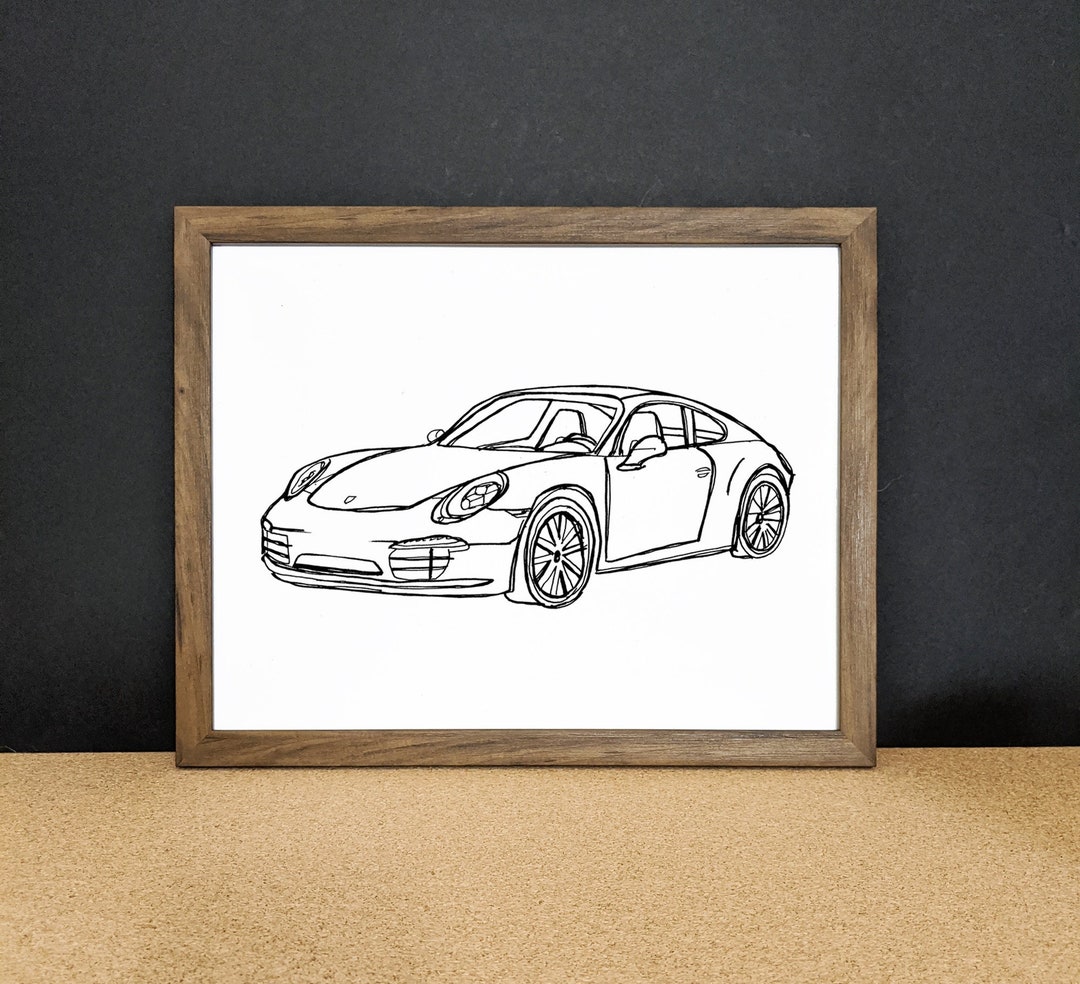 Car Print Download - Porsche 911 Car Drawing Vehicle Art Sports Car Men ...