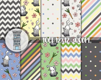 Easter Digital Paper Pack INSTANT DOWNLOAD Beige Teal Blue | Etsy