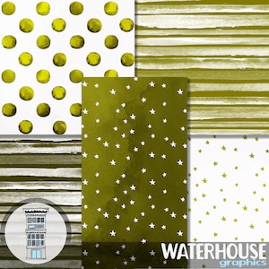 CHARTREUSE Watercolor Digital Paper Pack Instant Digital DOWNLOAD ...