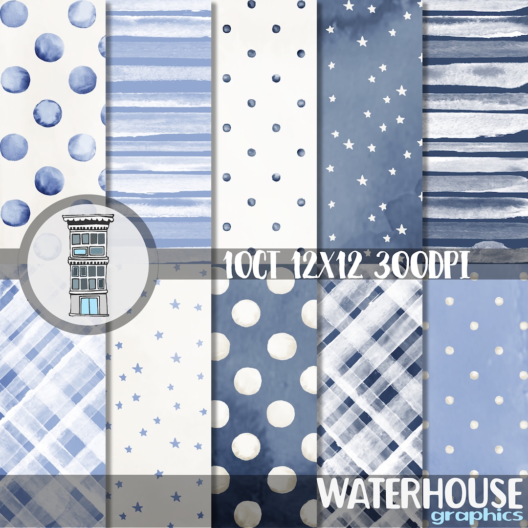 Watercolor BLUE Digital Paper Pack INSTANT Digital DOWNLOAD Blue ...
