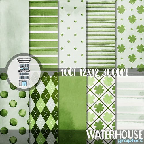 St Patricks Day Digital Paper Download Green Glitter - Etsy