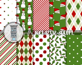 Christmas Digital Paper Pack INSTANT DIGITAL DOWNLOAD Holly | Etsy