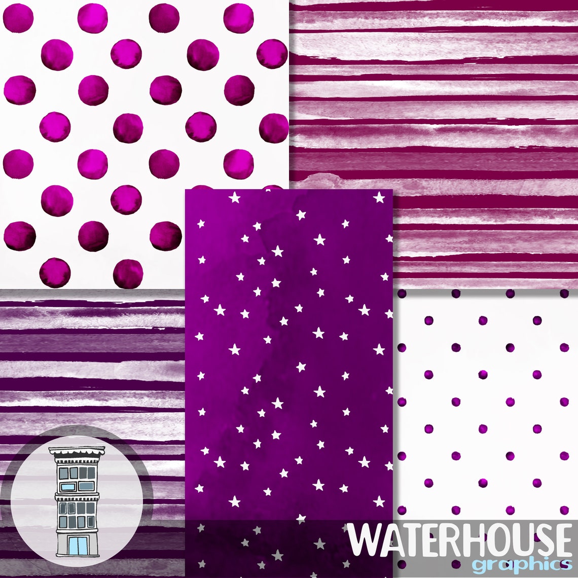 Fuchsia Purple Watercolor Digital Paper Pack Instant Digital - Etsy