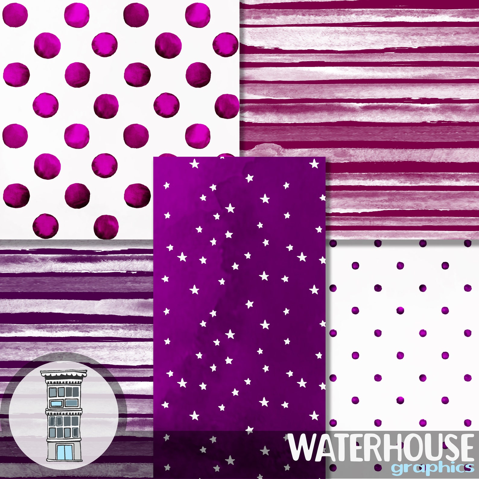 Fuchsia Purple Watercolor Digital Paper Pack Instant Digital DOWNLOAD ...