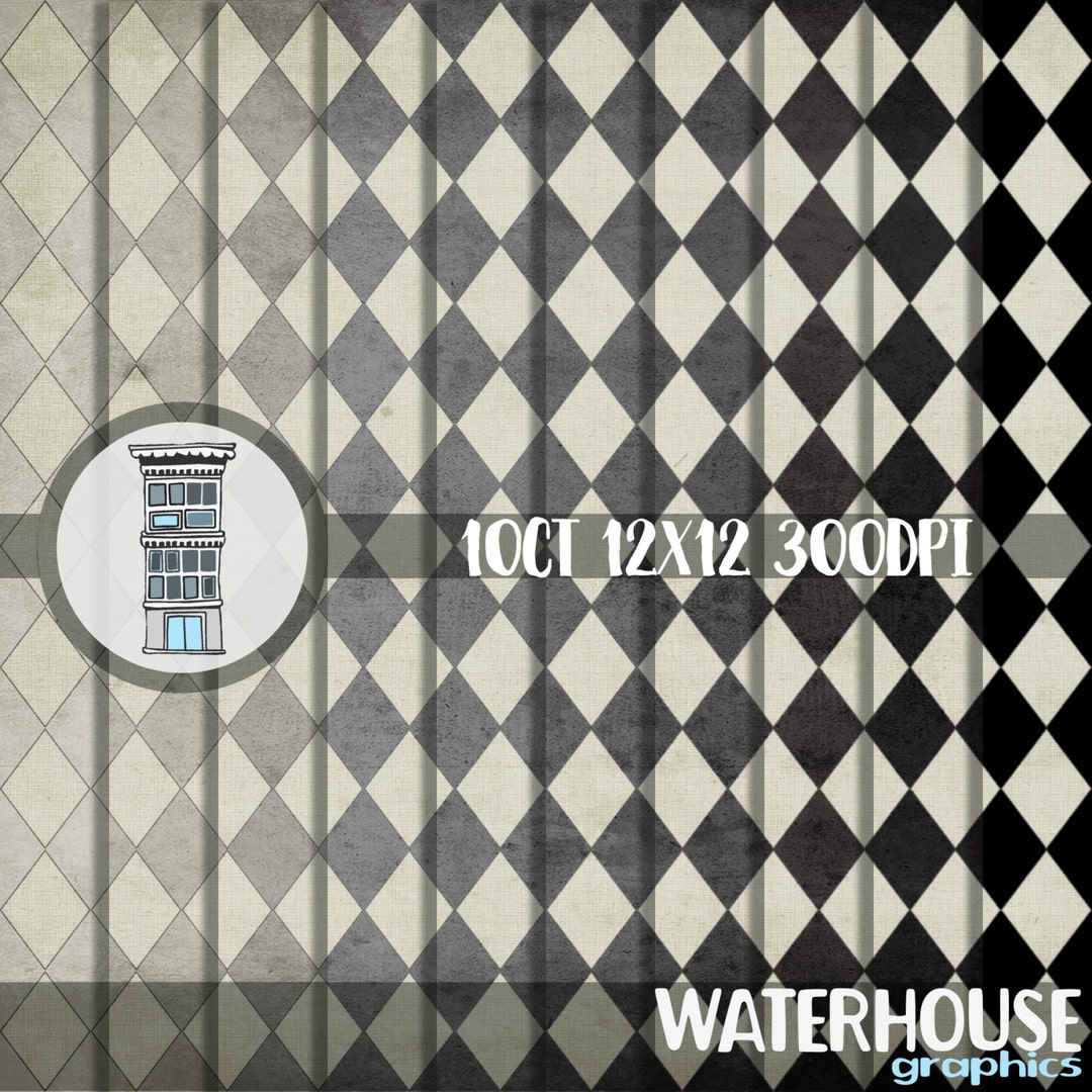 Digital Paper Pack Gray Diamond Pattern Vintage Distressed Textures for ...