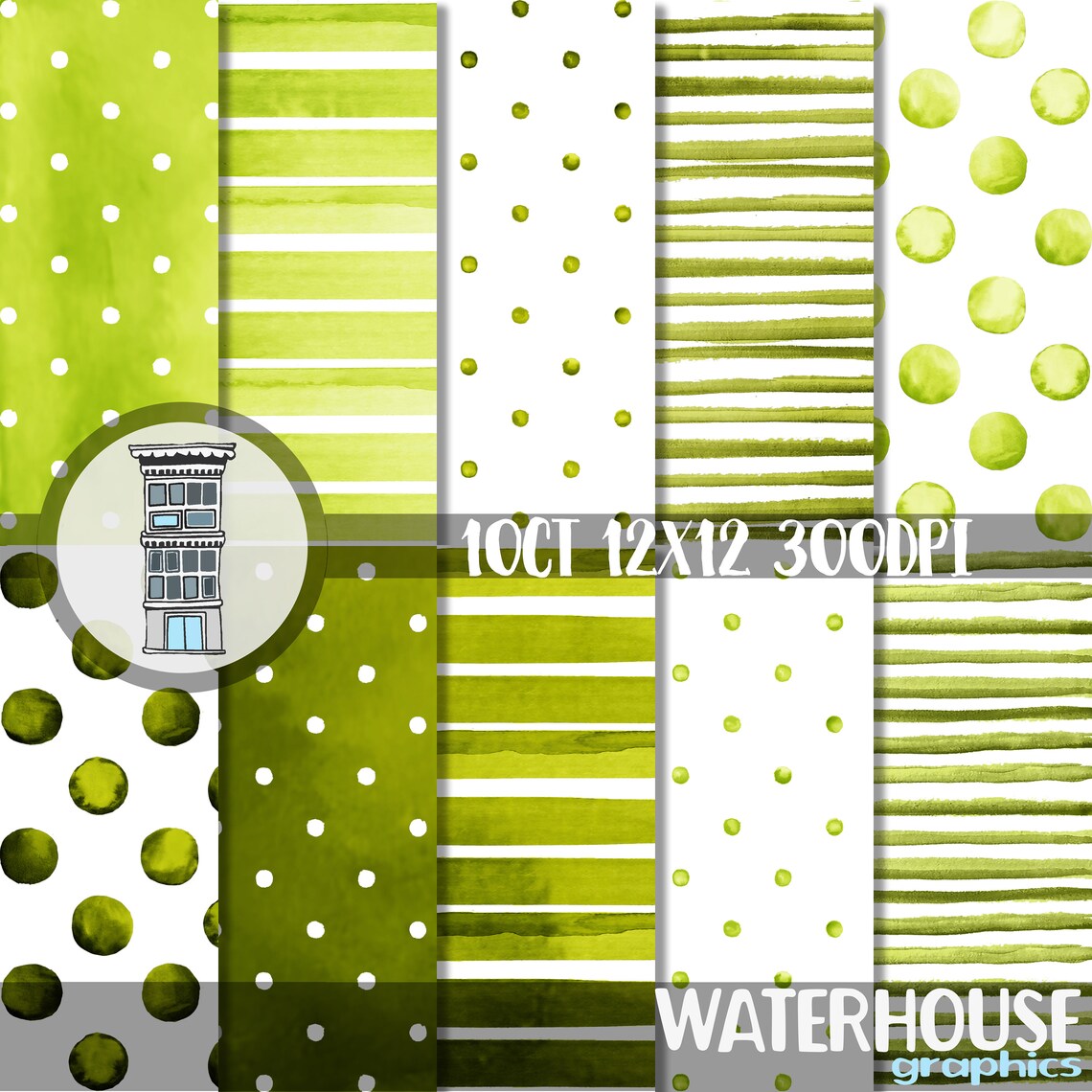 Watercolor Chartreuse Green Digital Paper Pack INSTANT Digital | Etsy
