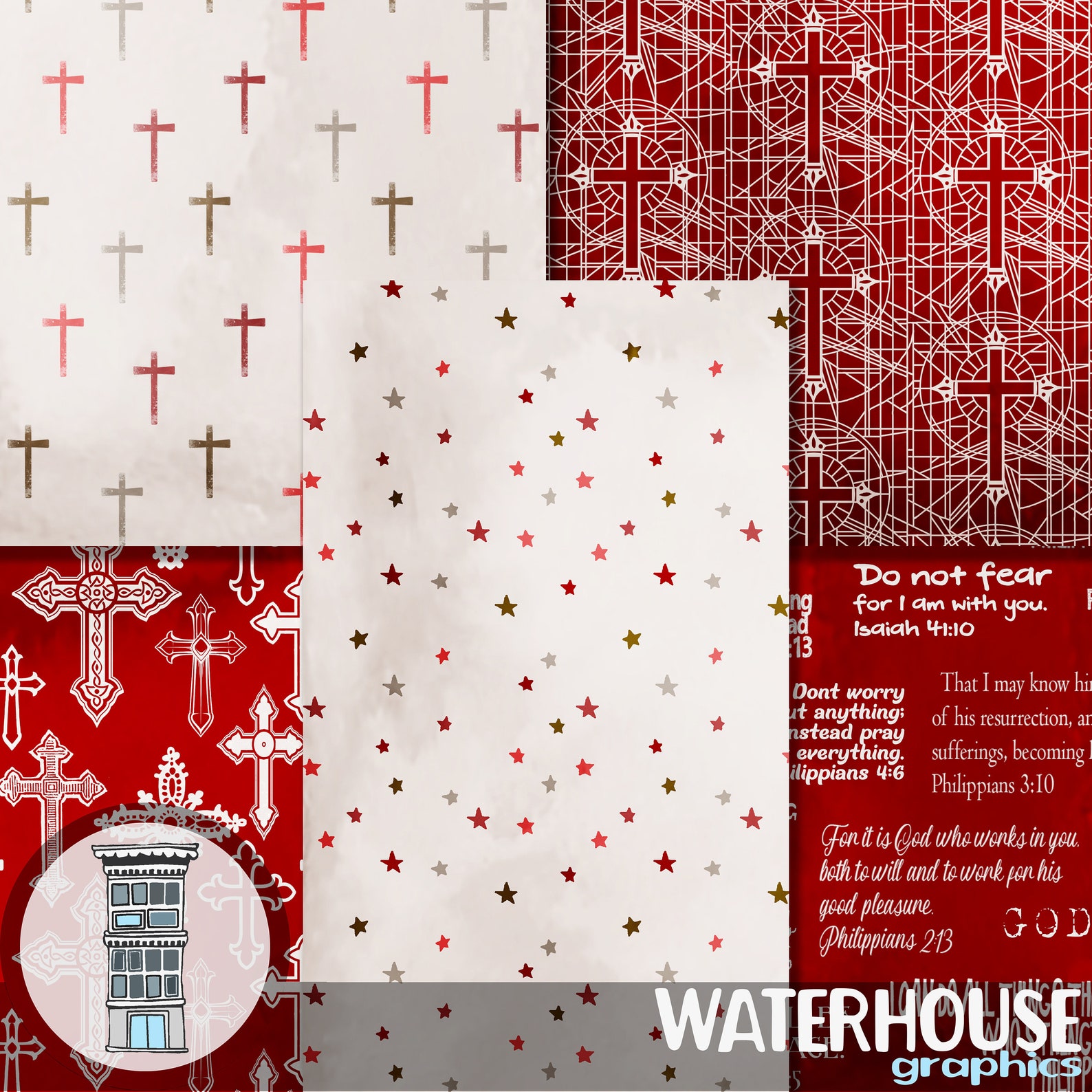 RED Religious Digital Paper Pack INSTANT DOWNLOAD Bible - Etsy