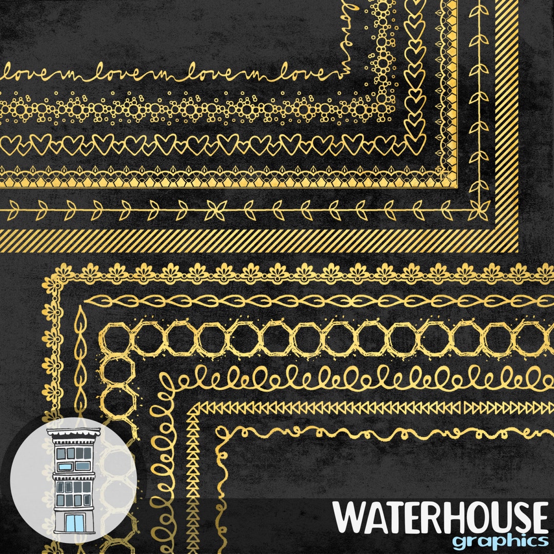 Digital Gold Frames INSTANT DIGITAL DOWNLOAD Gold Borders 12x12 Digital ...