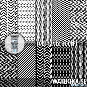 Black & White Geometric Digital Paper Pack Hexagons Arrows Digital ...