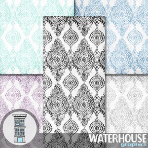 Digital DAMASK Paper Pack INSTANT DOWNLOAD Assorted Colors Damask ...