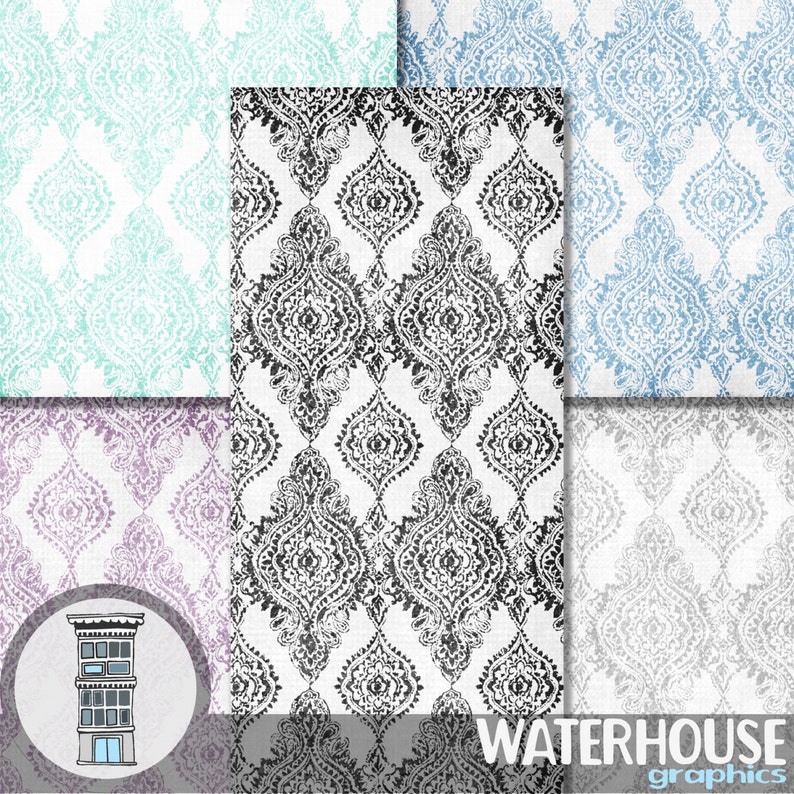 Digital DAMASK Paper Pack INSTANT DOWNLOAD Assorted Colors - Etsy