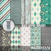 Teal Floral Digital Paper Pack Antique Style Flowers Distressed Vintage ...