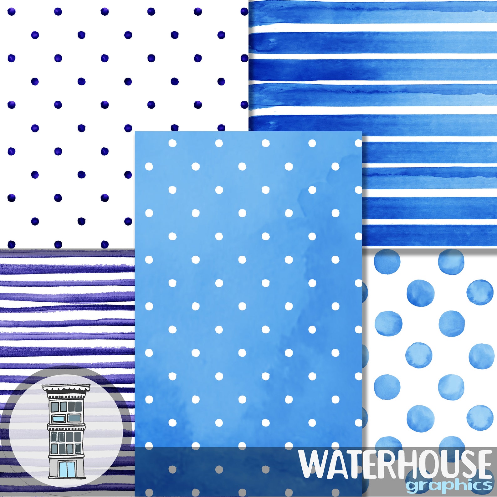 Watercolor NAVY BLUE Digital Paper Pack Instant Digital DOWNLOAD ...