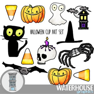Halloween Digital Hand Drawn Clip Art Set INSTANT DIGITAL DOWNLOAD ...