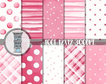 PINK Watercolor Digital Paper Pack Instant Digital DOWNLOAD - Etsy